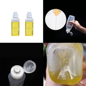 CHENSHUO Plastic Squeeze Bottle, Clear Condiment Squeeze Bottle, With Silicone Valve Non Return Cap,Suitable for Oil, Honey, BBQ Sauce and Condiments,10 OZ Anti Slip Squeeze Bottle,2 Pieces