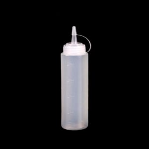 plastic squeeze bottle with cap, leak-proof sauce bottle reusable spice dispenser ketchup storage bottle kitchen gadget(200ml-single hole,white)