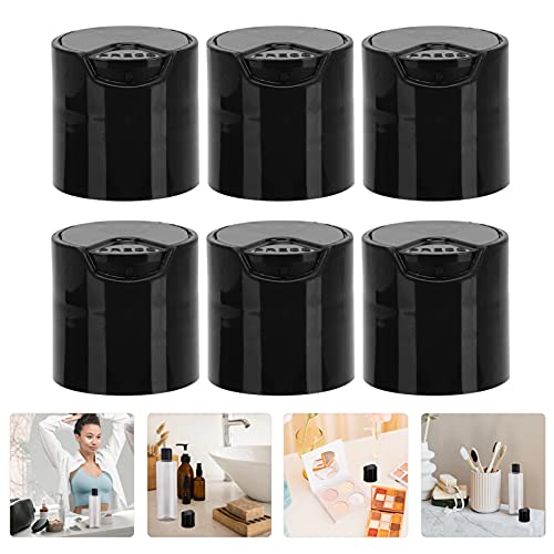 FOMIYES Makeup Water Bottle Cover 6pcs Disc Top Closure Black Press Caps Replacement Cap Dispensing Press Cap Bottle Closure for Squeeze Bottles Shampoo Bottle Dispensing Cap