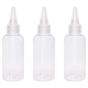 lasenersm 3 pieces plastic squeeze bottles 3.4oz small squeeze bottles plastic bottles applicator mini empty squirt bottle with top cap for paint art craft liquids lotion glue, transparent