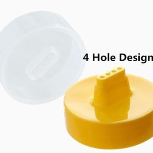 4 Hole Jam Squeeze Bottle with Cap Lids, 300ml Large Capacity Leak Proof Condiment Squeeze Sauce Bottles for Salad Dressing, Ketchup, Mayonnaise, Olive Oil (Yellow)