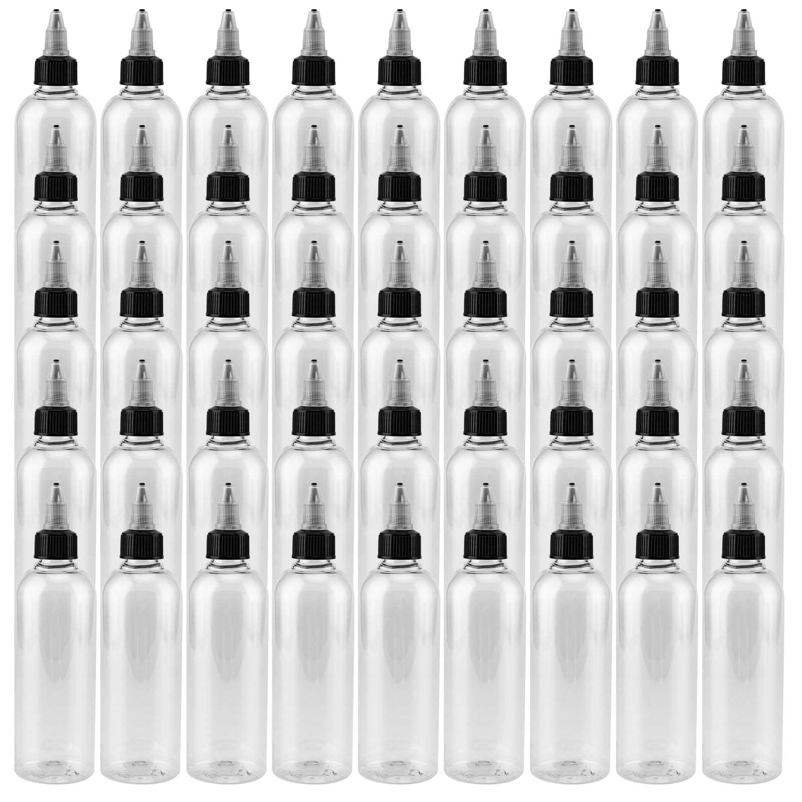 JAPCHET 50 Pack 5oz Empty Plastic Squeezing Bottles, 150ml Plastic Bottles with Twist Top Cap, Clear Condiment Squeeze Bottles for Oil, Ketchup, Mustard, Sauces, Dressing, Art, Crafts and More