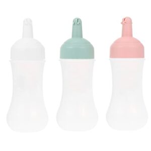 solustre 3pcs leakproof decorating ketchup plastic container squirt kitchen sauce green liquids with white squeeze cap oil pink tools condiment bbq seasoning cruet condiments sauces icing