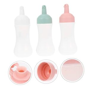 SOLUSTRE 3pcs Leakproof Decorating Ketchup Plastic Container Squirt Kitchen Sauce Green Liquids with White Squeeze Cap Oil Pink Tools Condiment Bbq Seasoning Cruet Condiments Sauces Icing