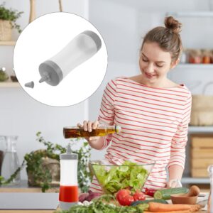 UPKOCH 3PCS Plastic Squeeze Squirt Condiment Bottles Ketchup Bottle Mustard Sauce Containers for Kitchen Condiment (Grey)