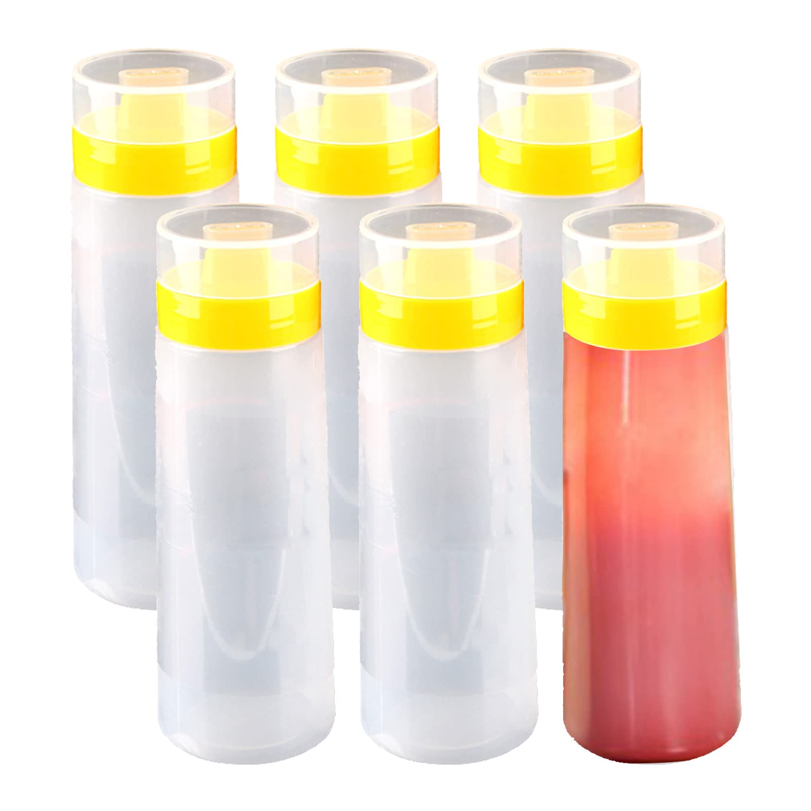 6-pack Porous Squeeze Bottles, Resin Condiment Squeeze Bottle Refillable Condiment Container for Ketchup Jam Mayonnaise BBQ Sauce