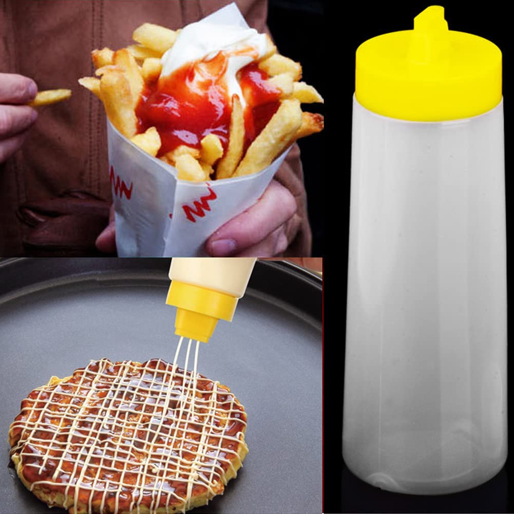 6-pack Porous Squeeze Bottles, Resin Condiment Squeeze Bottle Refillable Condiment Container for Ketchup Jam Mayonnaise BBQ Sauce