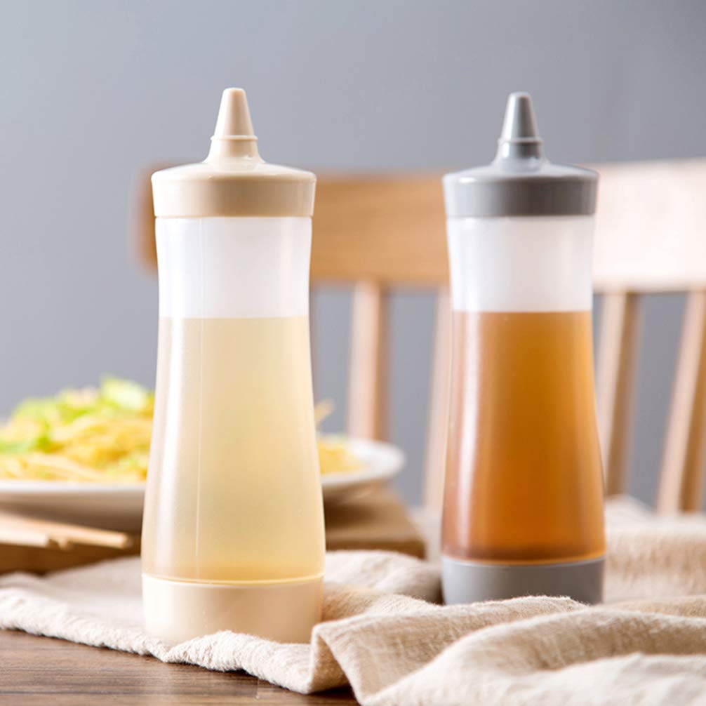 FRCOLOR Condiment Squeeze Bottles 3pcs Squeeze Condiment Bottles, Mustard Bottle Ketchup Bottles for Home Kitchen Reataurant ( Beige ) Reusable Squeeze Bottle