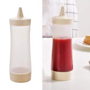 FRCOLOR Condiment Squeeze Bottles 3pcs Squeeze Condiment Bottles, Mustard Bottle Ketchup Bottles for Home Kitchen Reataurant ( Beige ) Reusable Squeeze Bottle