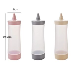 FRCOLOR Condiment Squeeze Bottles 3pcs Squeeze Condiment Bottles, Mustard Bottle Ketchup Bottles for Home Kitchen Reataurant ( Beige ) Reusable Squeeze Bottle