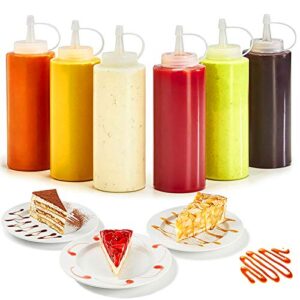 MOTZU 4 Pack Plastic Squeeze Squirt Condiment Bottles, 8/12/16/24 oz, White Seasoning Bottles with Twist On Cap Lids, Suitable For Syrups, Cream, Sauces, Ketchup, Works of Art and Crafts