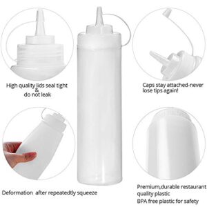 MOTZU 4 Pack Plastic Squeeze Squirt Condiment Bottles, 8/12/16/24 oz, White Seasoning Bottles with Twist On Cap Lids, Suitable For Syrups, Cream, Sauces, Ketchup, Works of Art and Crafts