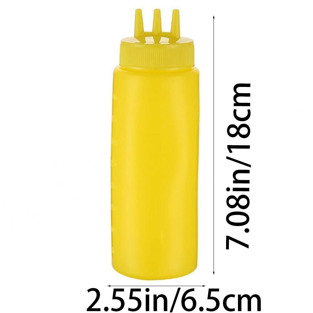 Vepoty Squeeze Bottle 3pcs 3 Hole Condiment Bottles for Ketchup Mustard Salad Dressing Seasoning Squeezer Kitchen Accessories