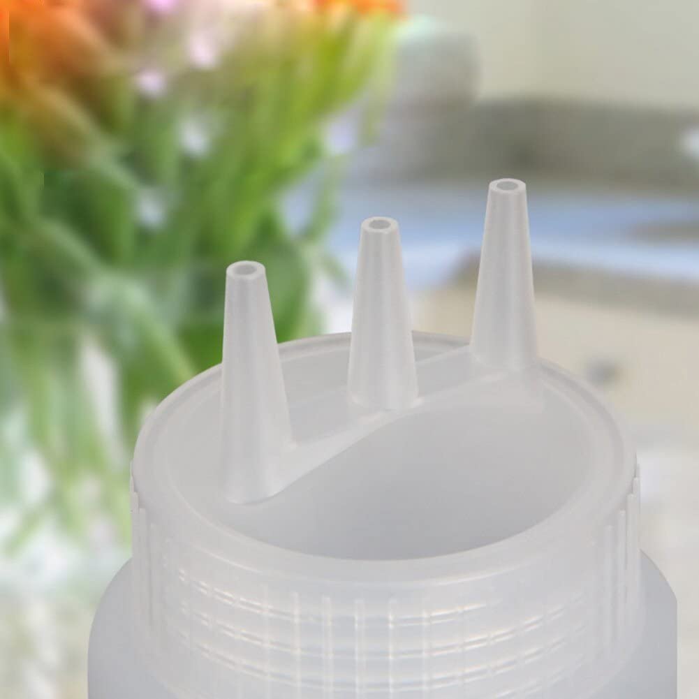 Vepoty Squeeze Bottle 3pcs 3 Hole Condiment Bottles for Ketchup Mustard Salad Dressing Seasoning Squeezer Kitchen Accessories