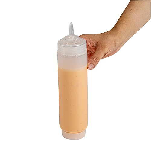 Restaurantware 16oz. Clear FIFO Plastic Squeeze Bottle with Refill Lid and Precision Dispensing Tip - First In First Out - Perfect for Restaurants Catering and Food Trucks - 1ct box