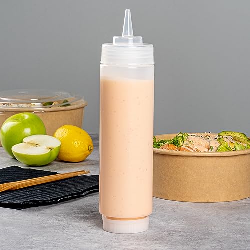 Restaurantware 16oz. Clear FIFO Plastic Squeeze Bottle with Refill Lid and Precision Dispensing Tip - First In First Out - Perfect for Restaurants Catering and Food Trucks - 1ct box