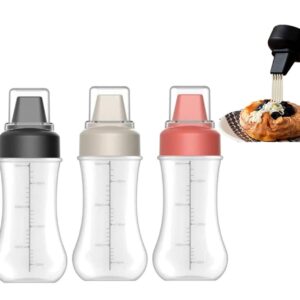 YYYFEI 5-hole Sauce Squeeze Bottles with Lid，9.87oz/280ml Plastic Condiment Bottles for Ketchup Peanut Butter Ketchup Salad Dressing Mustard ，with Scale and Labels,3pcs