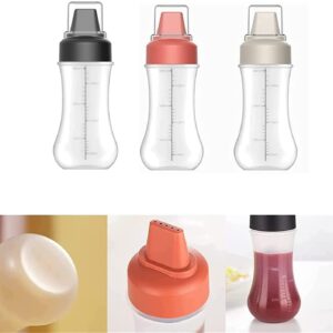 YYYFEI 5-hole Sauce Squeeze Bottles with Lid，9.87oz/280ml Plastic Condiment Bottles for Ketchup Peanut Butter Ketchup Salad Dressing Mustard ，with Scale and Labels,3pcs