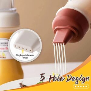 YYYFEI 5-hole Sauce Squeeze Bottles with Lid，9.87oz/280ml Plastic Condiment Bottles for Ketchup Peanut Butter Ketchup Salad Dressing Mustard ，with Scale and Labels,3pcs