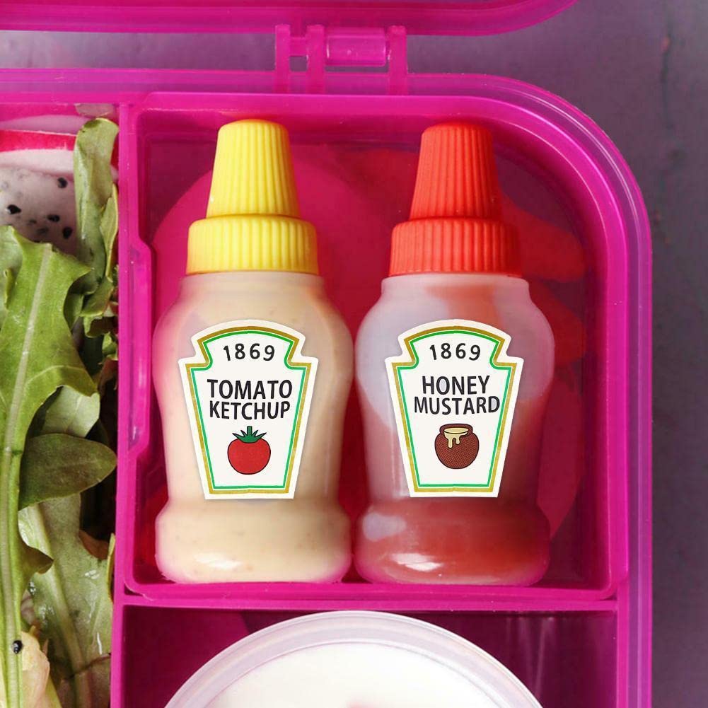 Mini Tomato Ketchup Bottle, 2 Pcs 25ML Portable Small Sauce Container Salad Dressing Container Pantry Containers for Bento Box