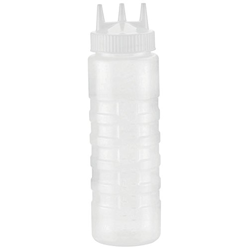 24 oz Clear Plastic Squeeze Bottle with White Tri Tip Top