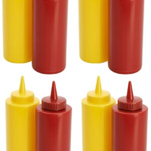 REGENT 4 Sets of Plastic 11.5 oz Ketchup & Mustard 7 in Dispensers Bottles! Perfect for BBQ's, Picnics, Family Reunions, and Parties!