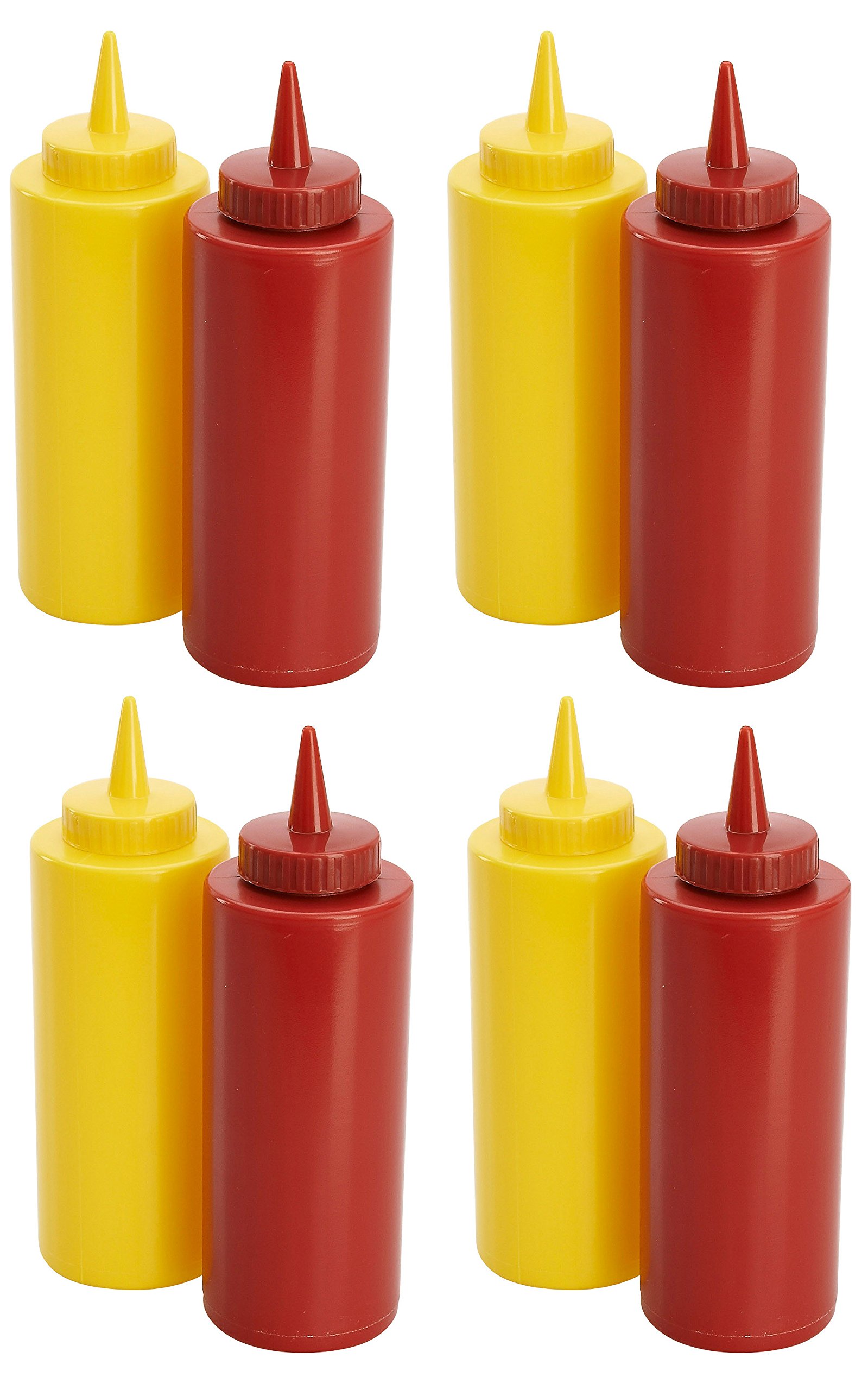 REGENT 4 Sets of Plastic 11.5 oz Ketchup & Mustard 7 in Dispensers Bottles! Perfect for BBQ's, Picnics, Family Reunions, and Parties!