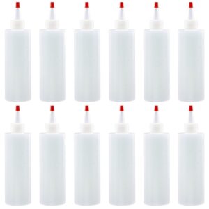 lakeshore trade 12 pack 8 oz plastic squeeze bottles,polyethylene durable plastic,clear bottles,red cap,for ketchup,condiments,bbq sauce,dressing,barbecue,grilling,crafts,syrup and more