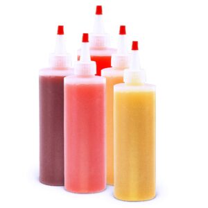 LAKESHORE TRADE 12 Pack 8 oz Plastic Squeeze Bottles,Polyethylene Durable Plastic,Clear Bottles,Red Cap,for Ketchup,Condiments,BBQ Sauce,Dressing,Barbecue,Grilling,Crafts,Syrup and More