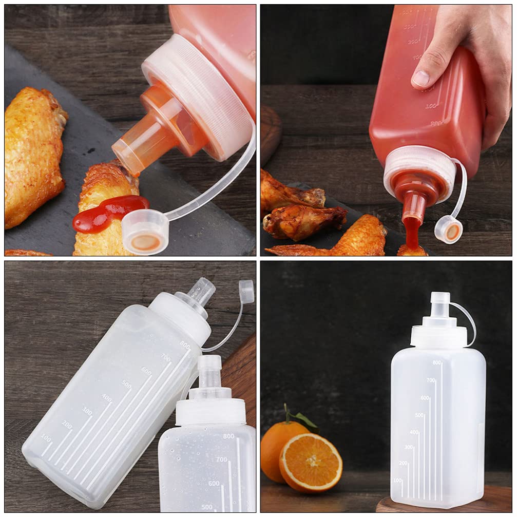 DOITOOL 2pcs Squeeze Sauce Bottle Cooking Squeeze Bottle Squeeze Squirt Bottle Sauce Squirt Bottles Sauce Squeeze Bottles Honey Squeeze Bottle Mustard Bottle or Travel Liquid Syrup White