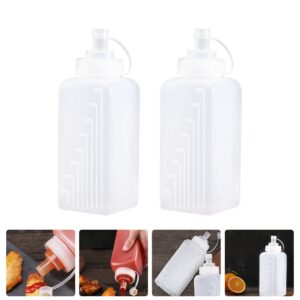 DOITOOL 2pcs Squeeze Sauce Bottle Cooking Squeeze Bottle Squeeze Squirt Bottle Sauce Squirt Bottles Sauce Squeeze Bottles Honey Squeeze Bottle Mustard Bottle or Travel Liquid Syrup White