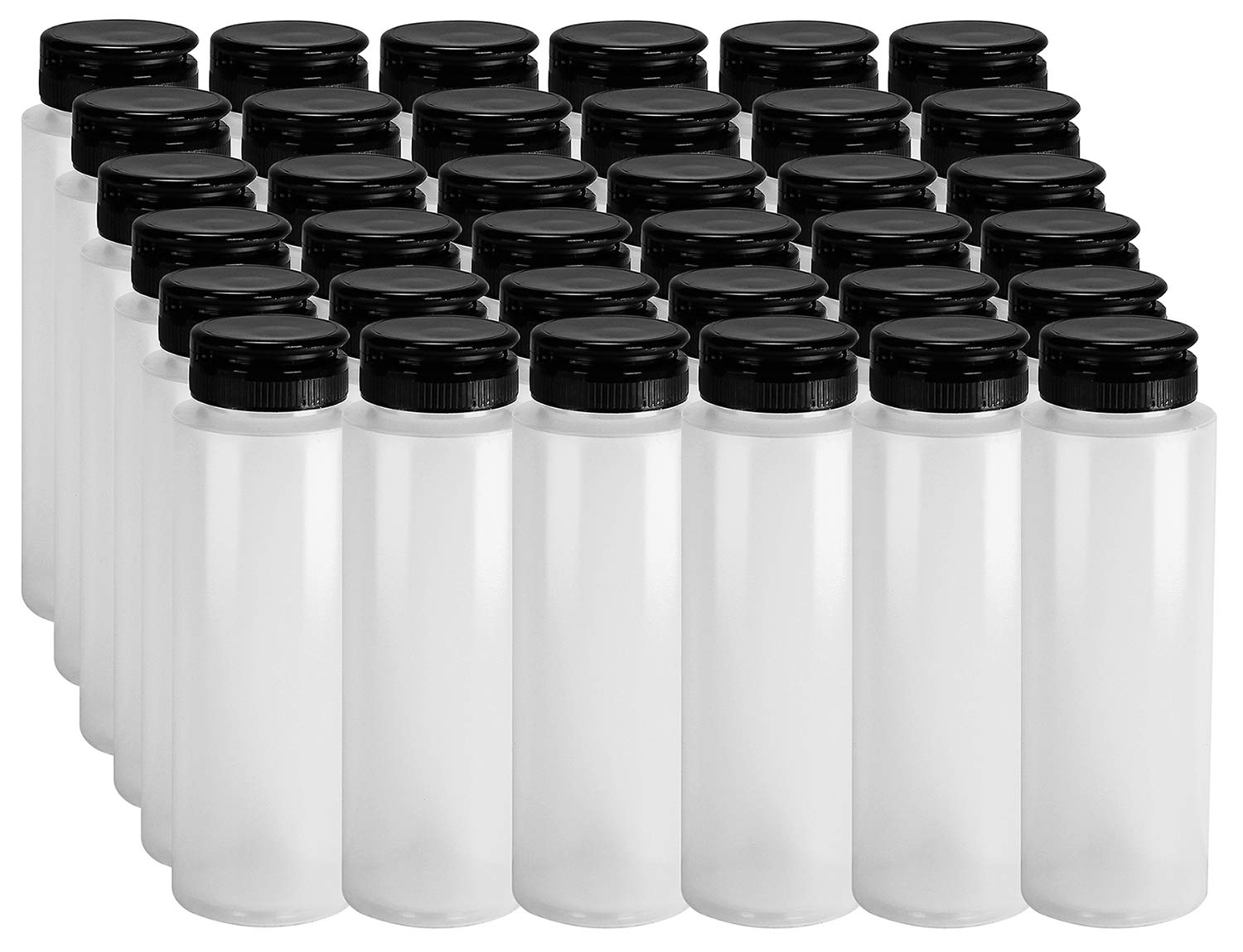 Pinnacle Mercantile Easy Squeeze Plastic Condiment Bottles with Black Flip Top Cap 8 oz Empty Pack 420