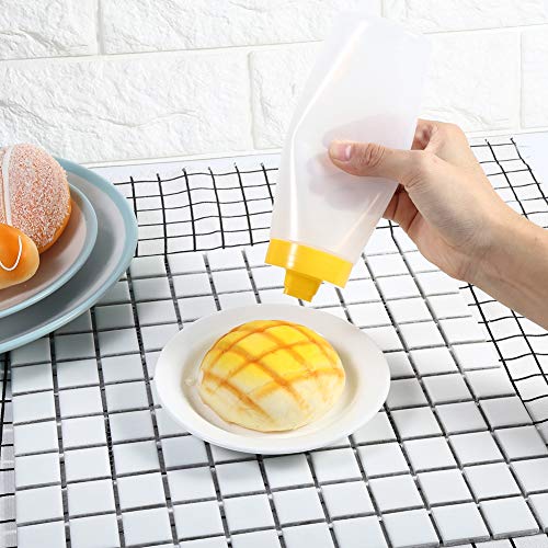 Delaman 2Pcs Jam Squeeze Bottle Cooking Salad Sauce Tank Seasoning Bottle Soy Pot Condiment Squeeze Bottles with 4 Holes (Yellow)