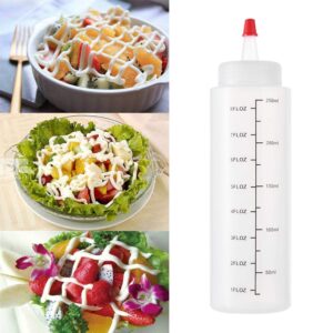 14 Pack 8 oz/250ml Plastic Squeeze Bottles with Red Tip Cap & Black Scale Plastic Squirt Bottle for Ketchup,Sauces,BBQ, and More。