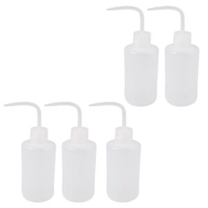 uxcell 5 pcs 250ml bent tip white plastic oil liquid storage squeeze bottle