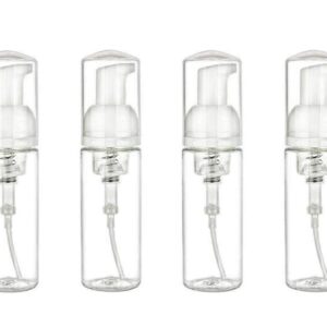 4 PCS 2 oz 60 ml BPA Free Empty Refillable Transparent Plastic Pump Foamer Bottles Press Jar Pot Dispenser Containers