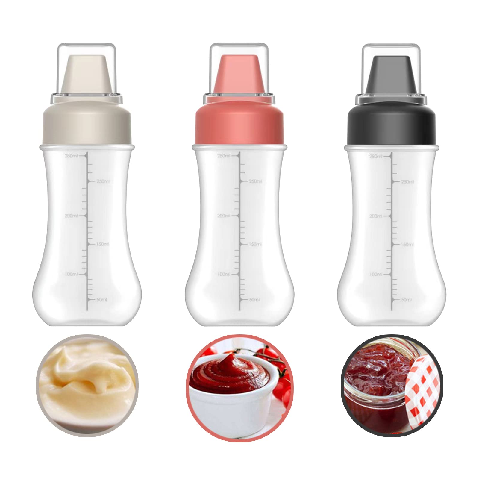 SHUOOFU Squeeze Bottles,Condiment Bottles,5holeKetchup Bottles Squeeze, for Home Kitchen & Outdoor BBQ