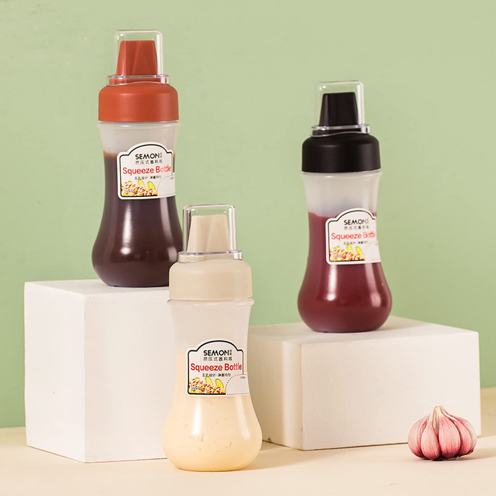 SHUOOFU Squeeze Bottles,Condiment Bottles,5holeKetchup Bottles Squeeze, for Home Kitchen & Outdoor BBQ