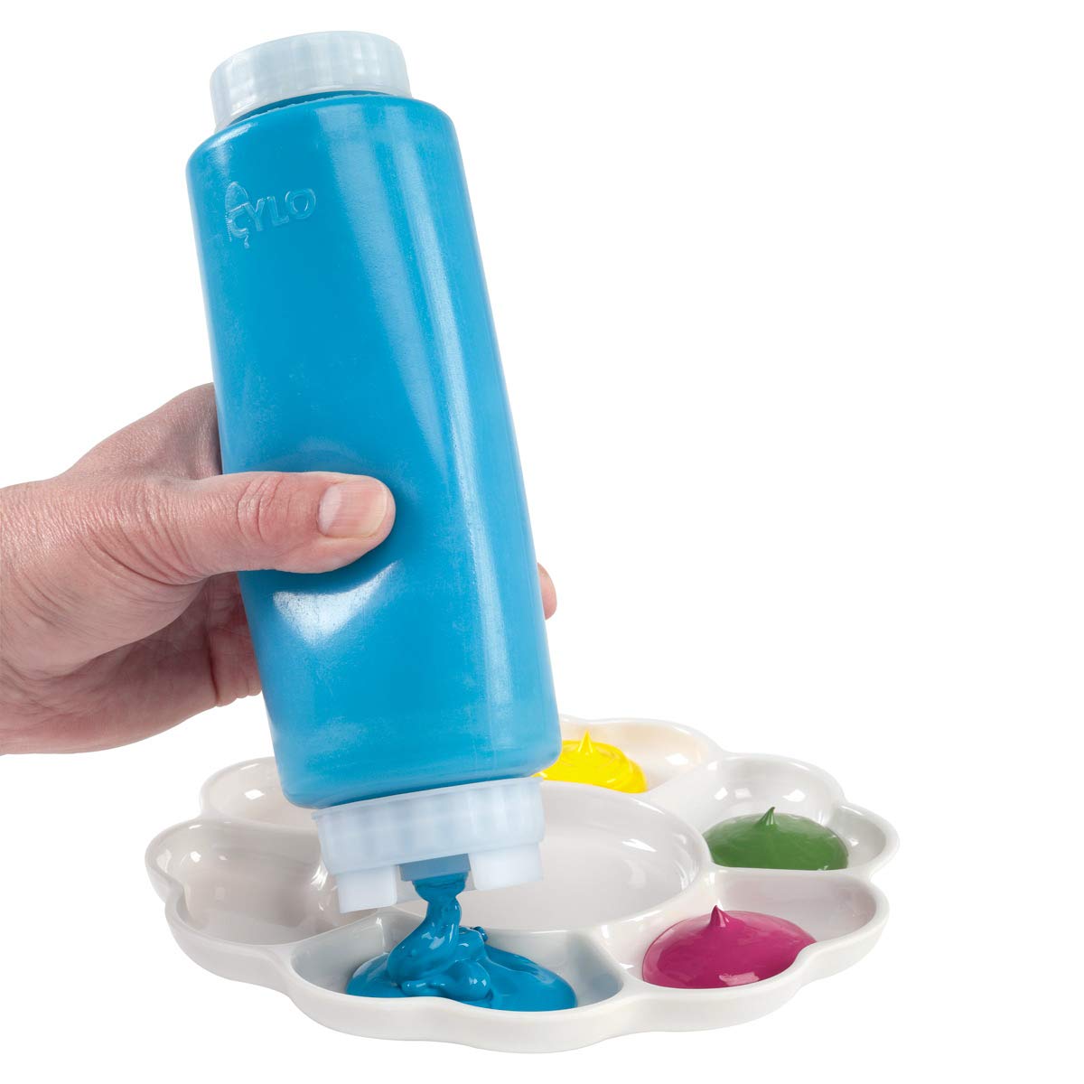 Creative Mark Cylo FIFO Squeeze Bottle Refillable Clear Tip Silicone Dispenser for Paint, Epoxy and Color Mixing - 20 oz.