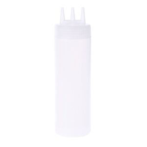 chbc 24oz 3 hole squeeze bottle condiment dispenser sauce vinegar oil ketchup cruet bin (white)