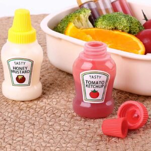 Weeyutix Mini Condiment Squeeze Bottle, Portable Reusable Lunchbox Dispensers with, Ketchup Honey Containers Bottles for Kids Adults Bento Box(25 ml/0.85 oz)