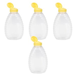 cabilock refillable squeeze honey bottle 4pcs plastic honey salad dressing bottle honey storage bottle plastic squeeze dispenser jar empty squeeze ketchup squeeze bottle