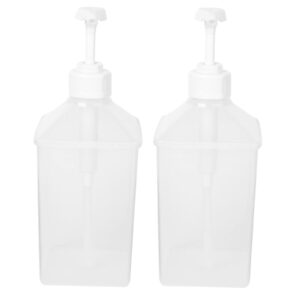 cabilock 2pcs plastic squeeze condiment bottles mason jar syrup honey dispenser pump bottle for juice ketchup cookie sauces 1100ml (white)