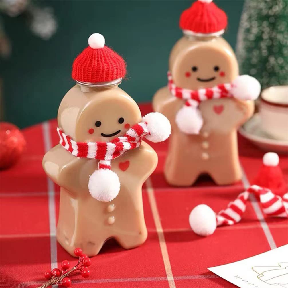 SAFIGLE Gingerbread Bottle 10pcs Christmas Drink Bottle Mini The Pet Decorations Gingerbread Water Bottle