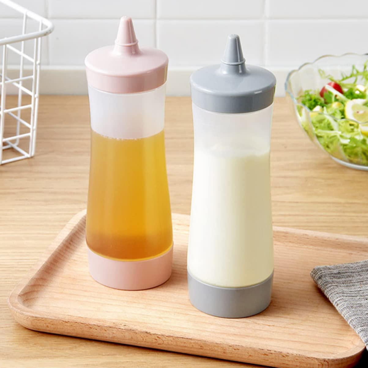 UPKOCH Salad Sauce Dispenser 3Pcs Plastic Squeeze sauce bottles squeeze condiment bottles ketchup lid Squirt Condiment Bottles Plastic Squeeze Bottle