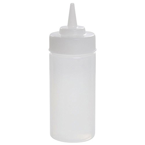 TABLECRAFT 8 Oz Clear Polyethylene Widemouth Squeeze Bottle - 2 1/4" Dia x 6 3/4" H