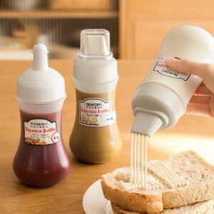 RROAD Measurable Condiment Squeeze Bottle 4PACS Sauce Squeeze Bottle Household plastic squeeze bottle kitchen tomato salad 5-hole squeeze bottle