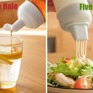 RROAD Measurable Condiment Squeeze Bottle 4PACS Sauce Squeeze Bottle Household plastic squeeze bottle kitchen tomato salad 5-hole squeeze bottle