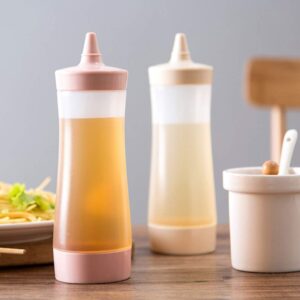 Kichvoe Condiment Squeeze Bottle For Sauces Oil Icing Liquids Bbq Dressing Paint Dispenser Pink