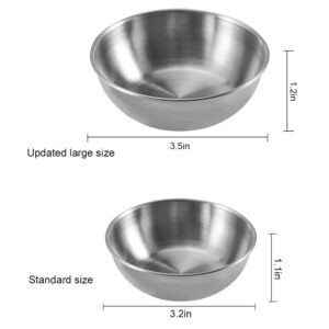 Amytalk 8 Pack 3.5inch Stainless Steel Sauce Dishes Mini Individual Saucers Bowl Round Seasoning Dishes Sushi Dipping Bowl Appetizer Plates, Sliver